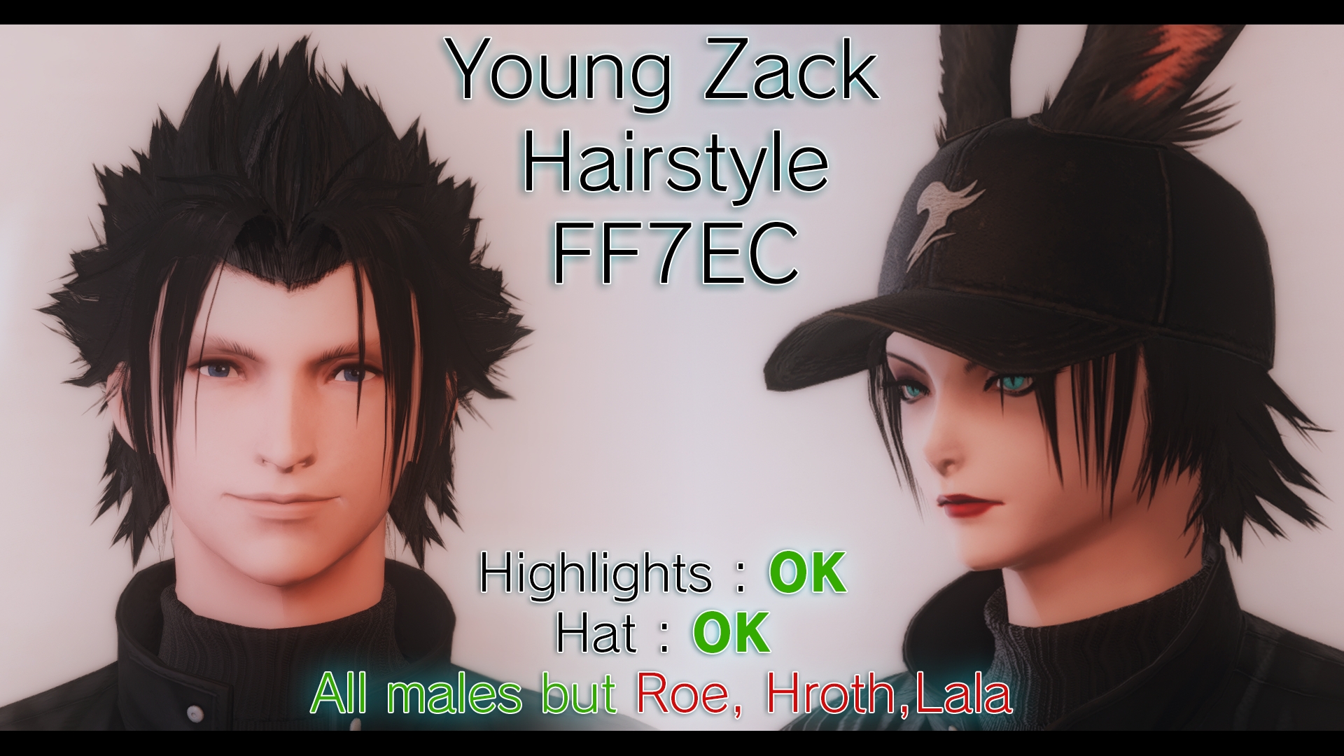 Young Zack Hairstyle - FF7EC - All males but Hroth, Roe, Lala | XIV Mod ...