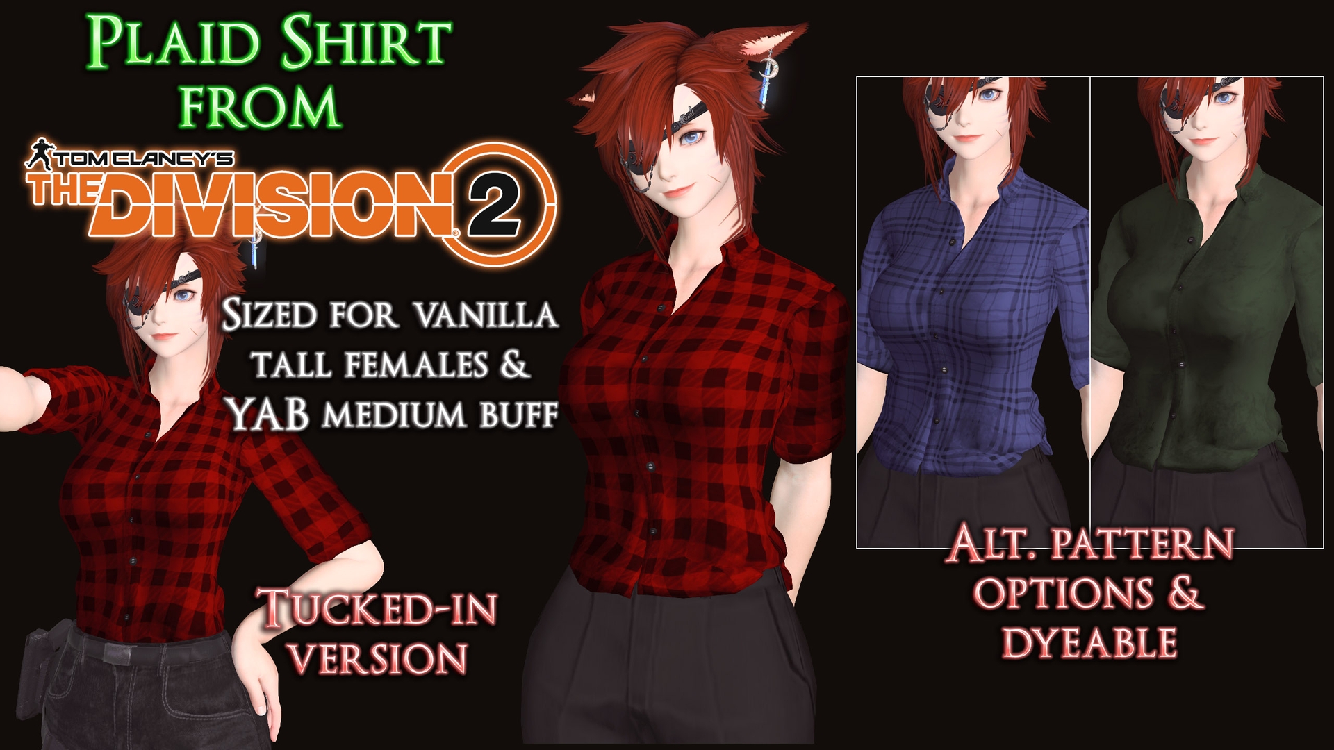 Plaid Shirt from The Division 2 for tall females | XIV Mod Archive
