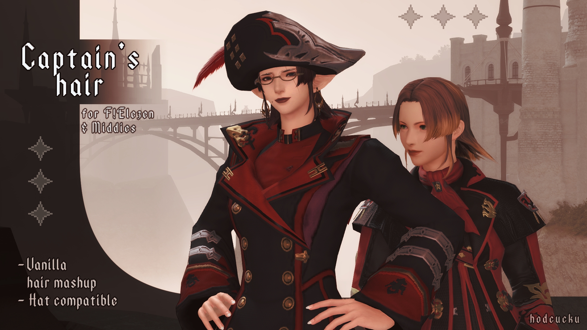 Captain's hair // Mashup for f! Elezen and Midlanders | XIV Mod Archive