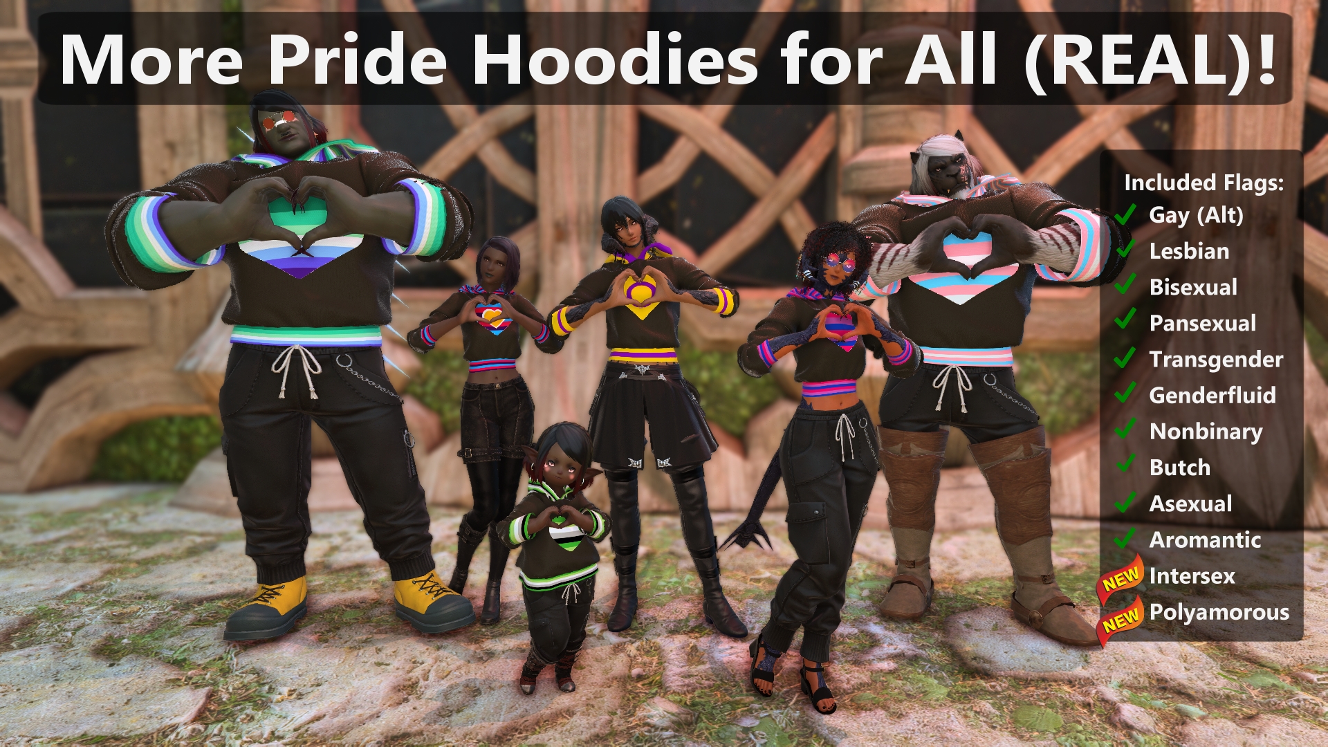 Pride Hoodies for All (REAL) | XIV Mod Archive