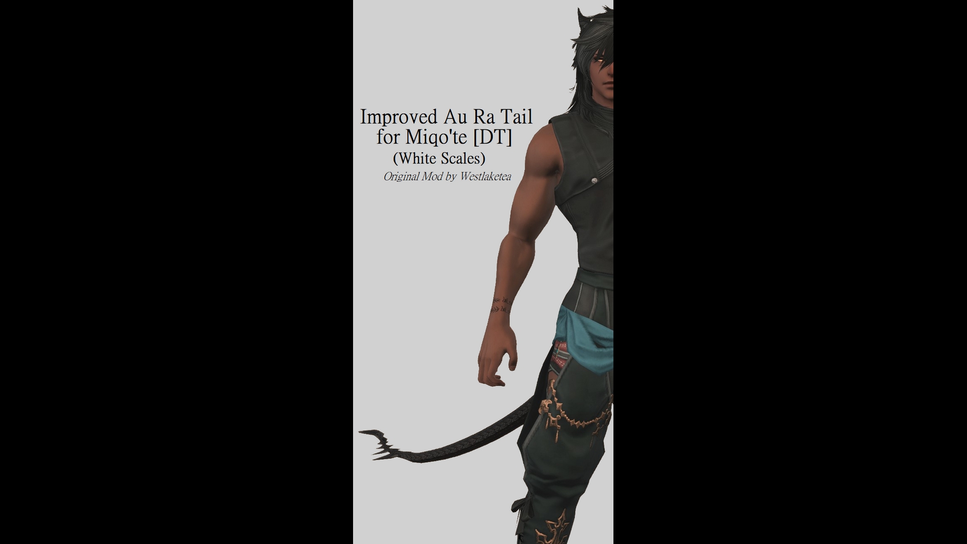 Improved Au Ra Tails for Miqo'te (White Scales) [DT] | XIV Mod Archive