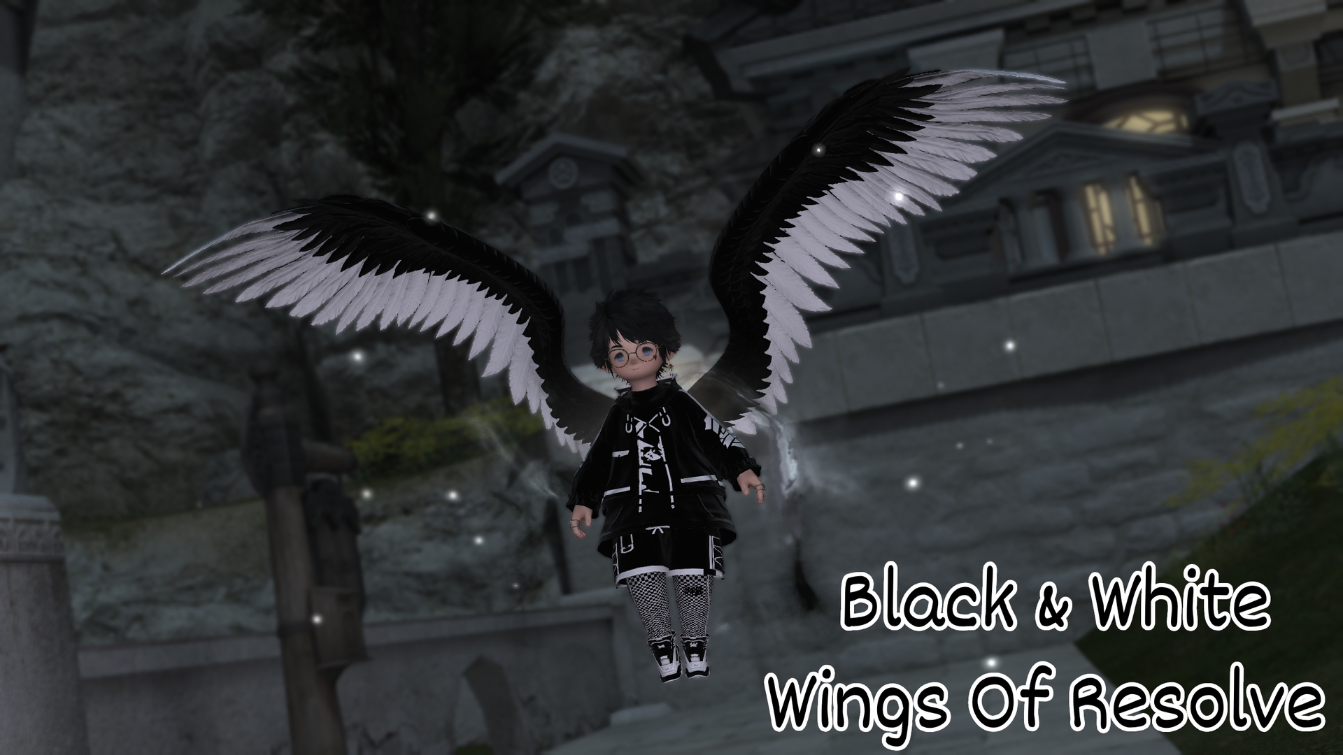 Black & White Wings Of Resolve | XIV Mod Archive