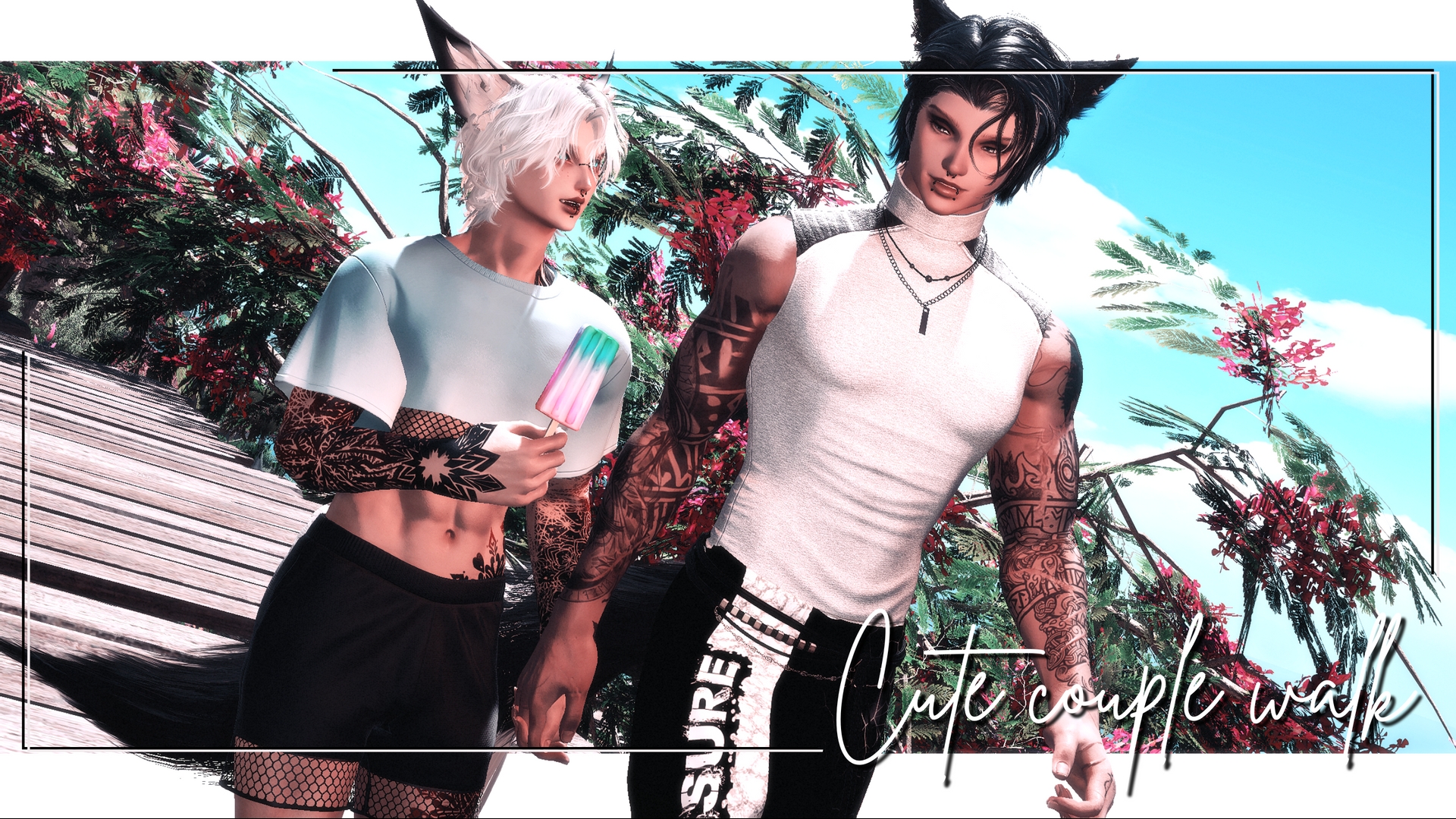 Couple pose "cute walk" | XIV Mod Archive
