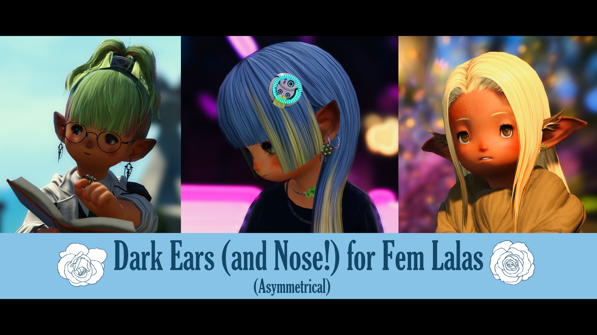 Dark Ears for Fem Lalas (Asym) | XIV Mod Archive